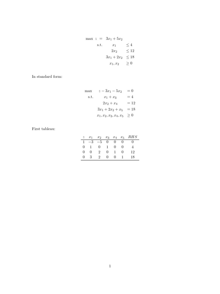 Simplex Tableau PDF | PDF | Teaching Methods & Materials