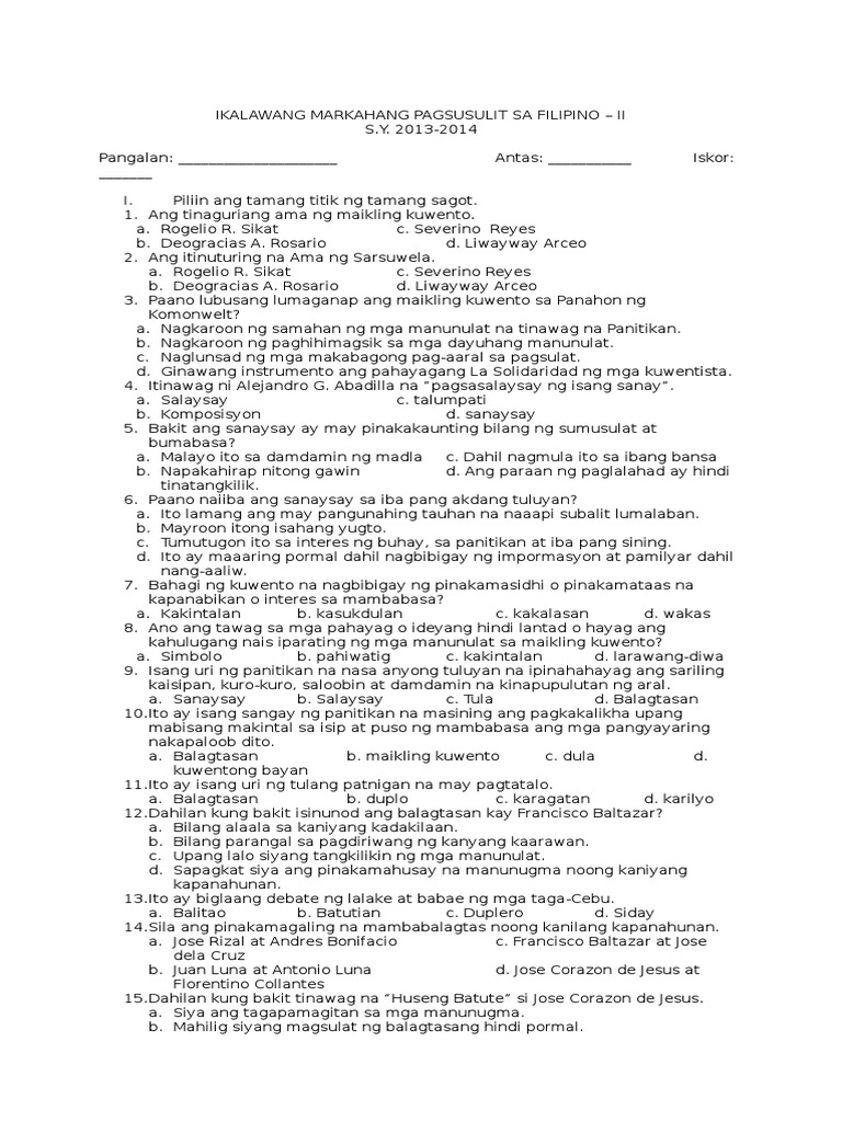 2nd P.T. Filipino G8 | PDF