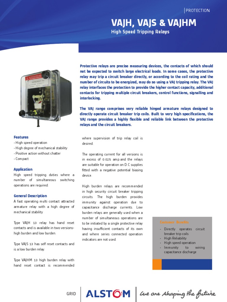 High Speed Tripping Relays VAJH, VAJS and VAJHM | PDF | Relay | Inductor