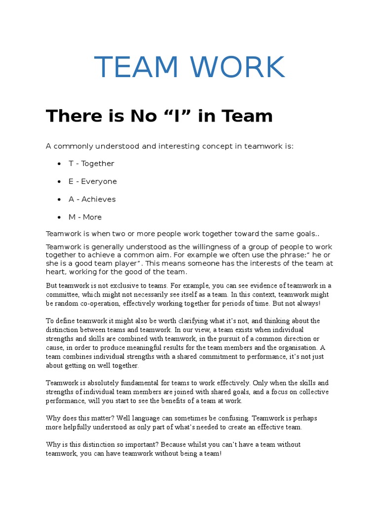 Team Work | PDF