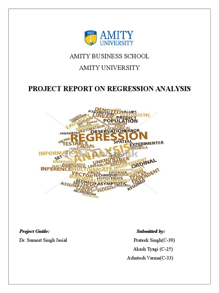 Project Report On Regression Analysis: Amity Business School Amity University | PDF | Teaching ...