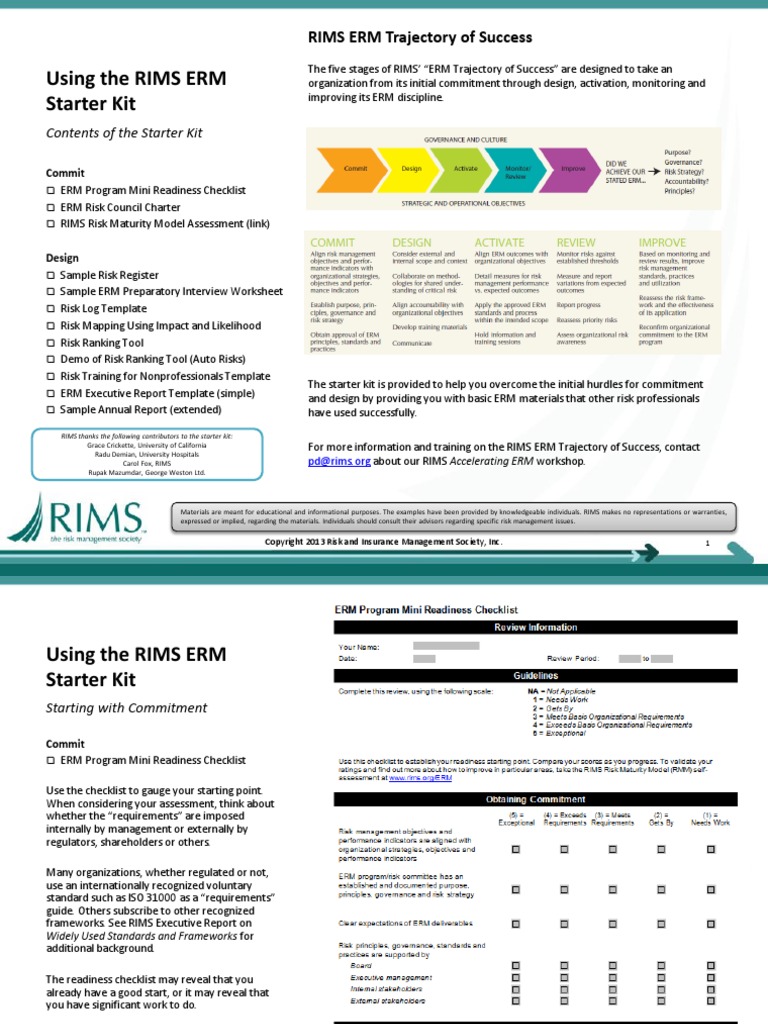 Using The RIMS ERM Starter Kit 2013 | PDF | Risk Management | Risk