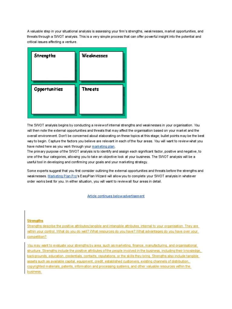 Swot Analysis Theory | PDF | Swot Analysis | Business