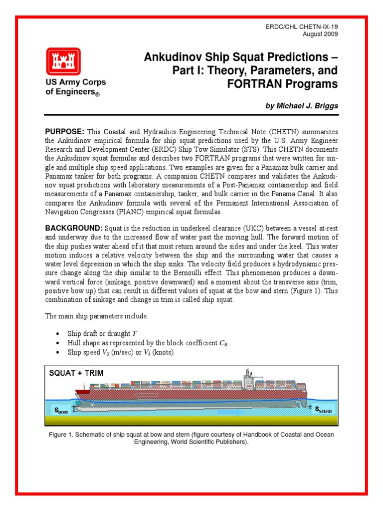 Analysis and Validation of the Ankudinov Empirical Ship Squat ...
