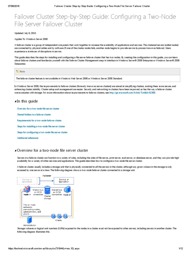 Failover Cluster Step-By-Step Guide - Configuring A Two-Node File ...