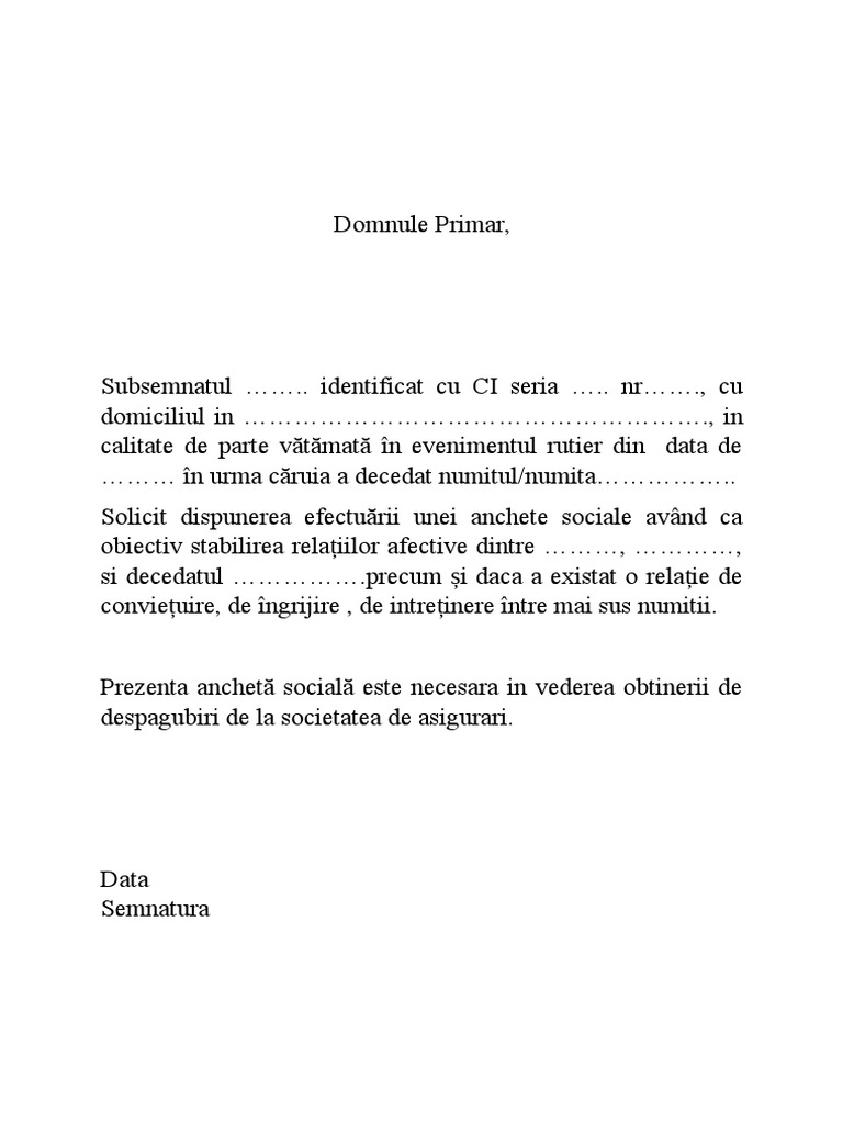 Cerere Ancheta Sociala