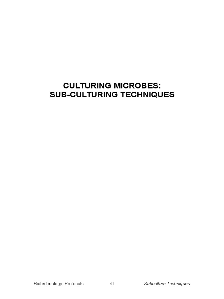 Subculturing Techniques in Microbiology | PDF | Growth Medium ...