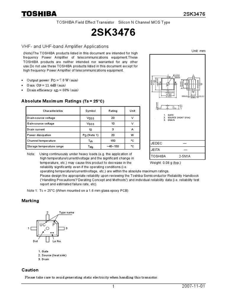 2SK3476 | PDF | Reliability Engineering | Field Effect Transistor