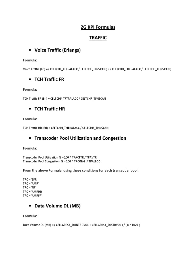 2G KPI Formula All HE | Download Free PDF | Information Technology ...