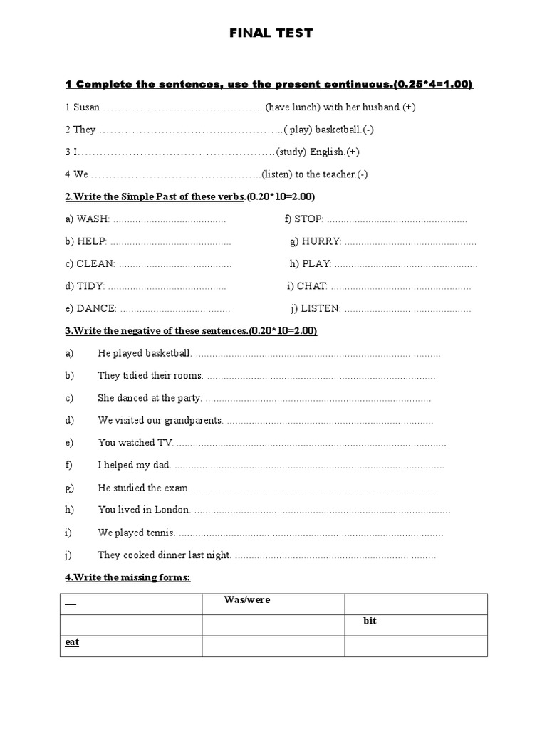 Final Test Clasa A 5 A | PDF