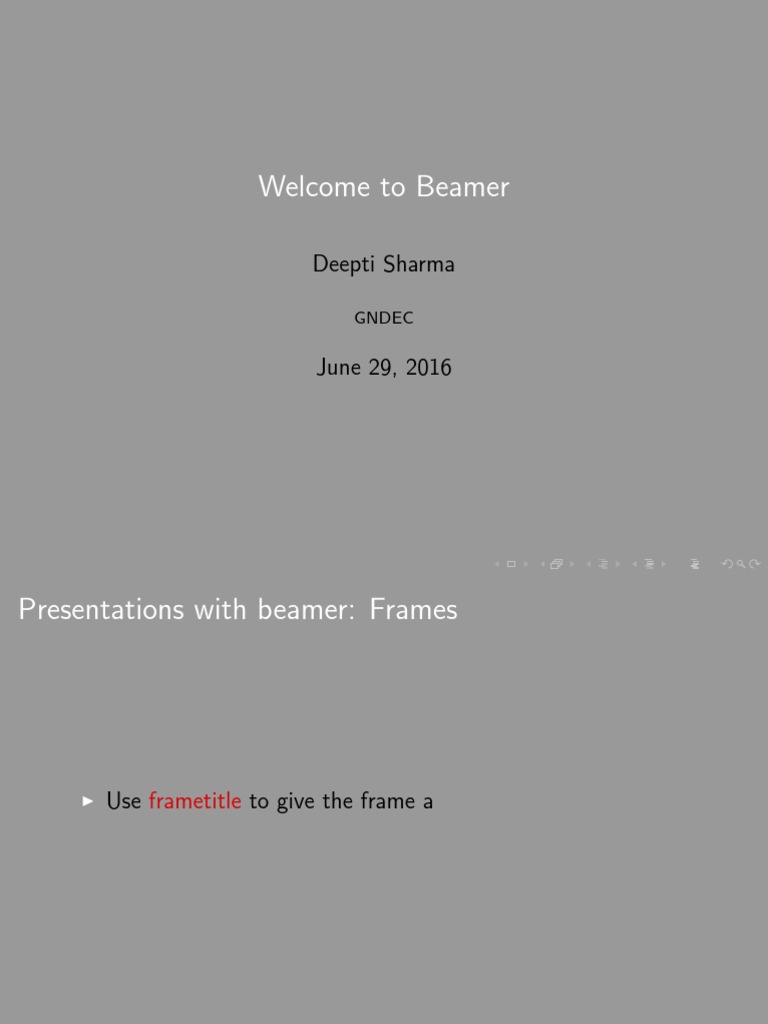 Beamer Presentation Basics | PDF | Computing And Information Technology