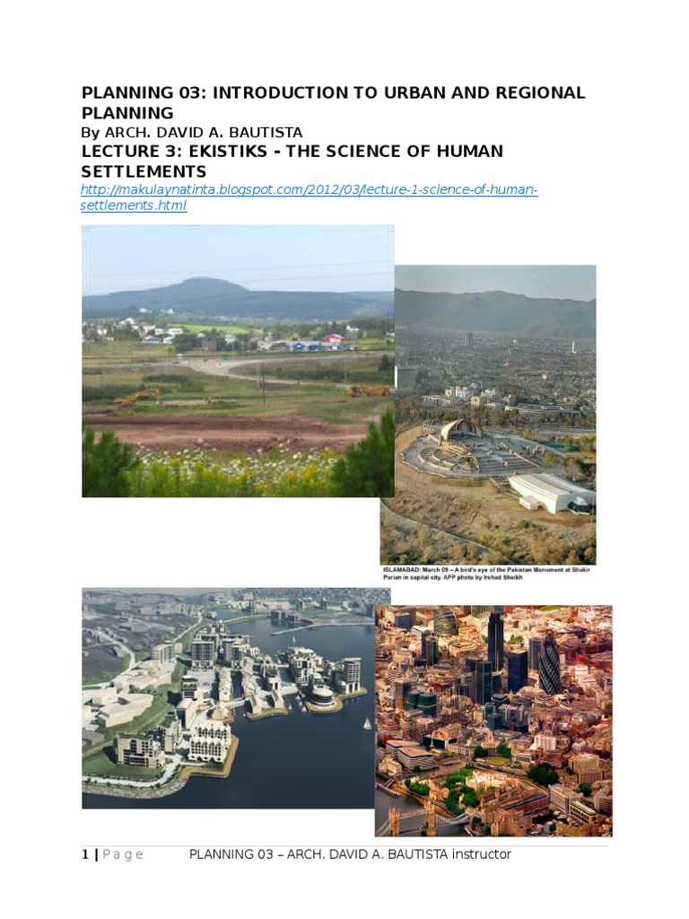 Lecture 3 - Ekistics-The Science of Human Settlements | PDF ...