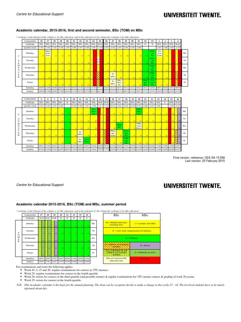 Academic Calendar 2015-2016 Overview | PDF | Academic Term | Schools