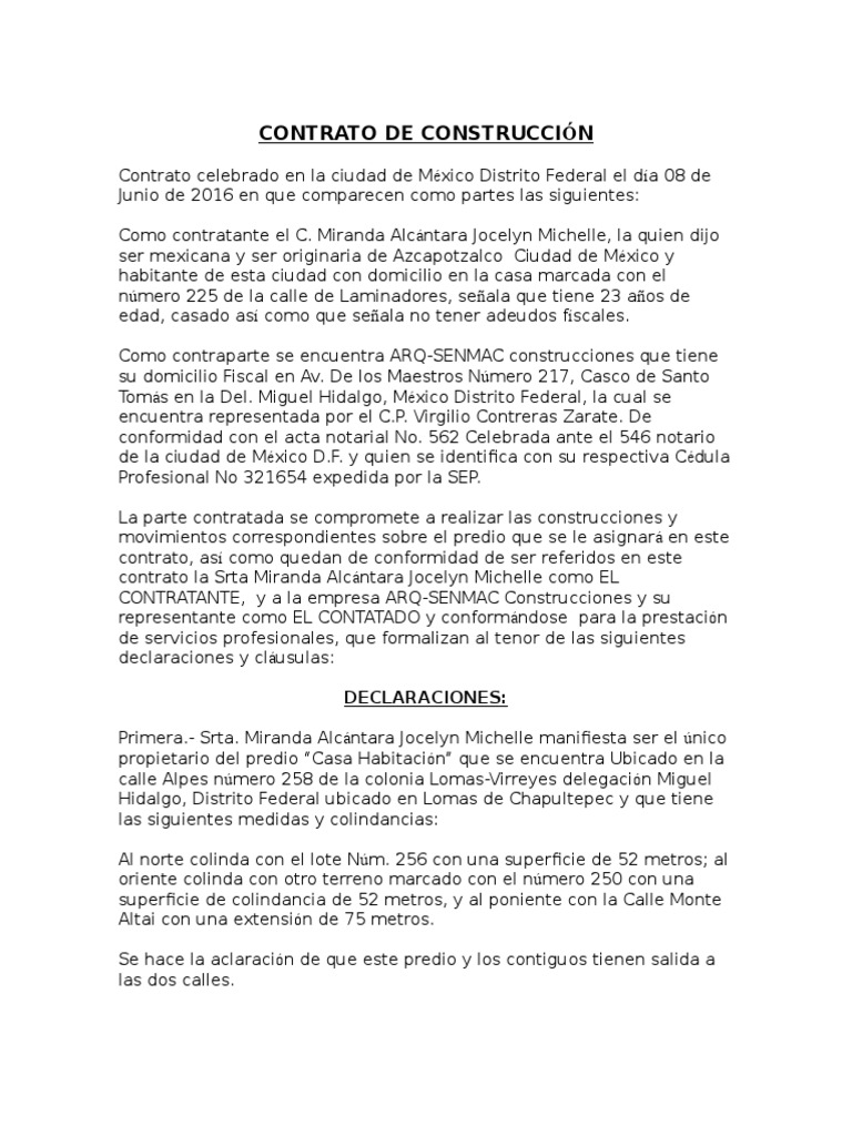 Contrato de Construcción | PDF | Ciudad de México | México