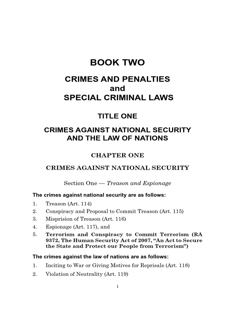 The Revised Penal Code - Book II | Treason | Perjury