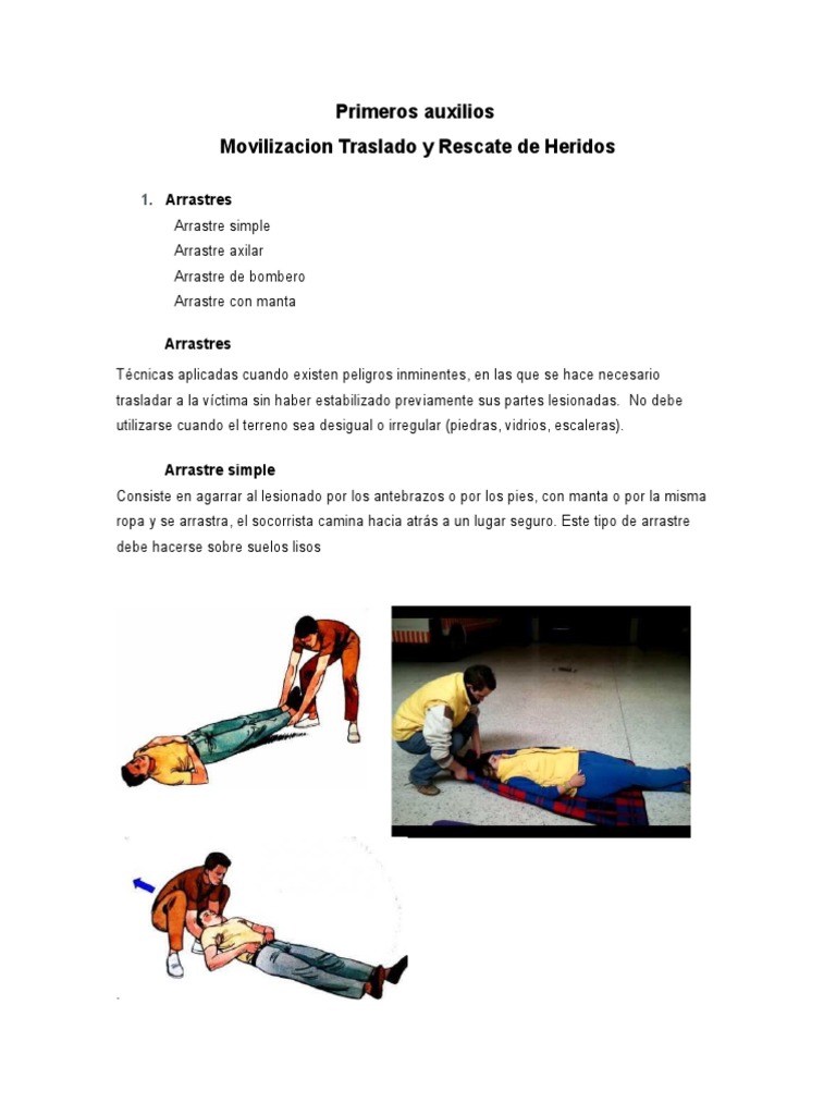 Técnicas de Arrastre en Primeros Auxilios | PDF