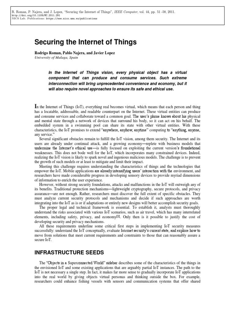 Securing The Internet of Things | PDF | Internet Of Things | Computer Security