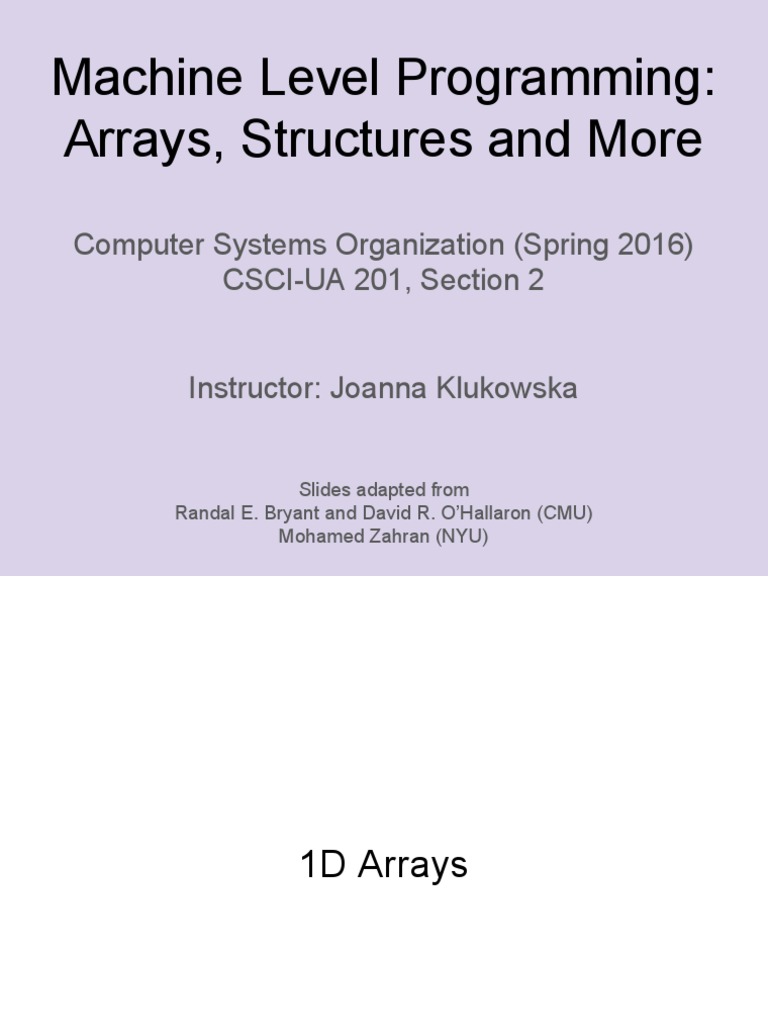 Lecture04 Machine Programming 4 Advanced Download Free Pdf Array Data Structure Computer