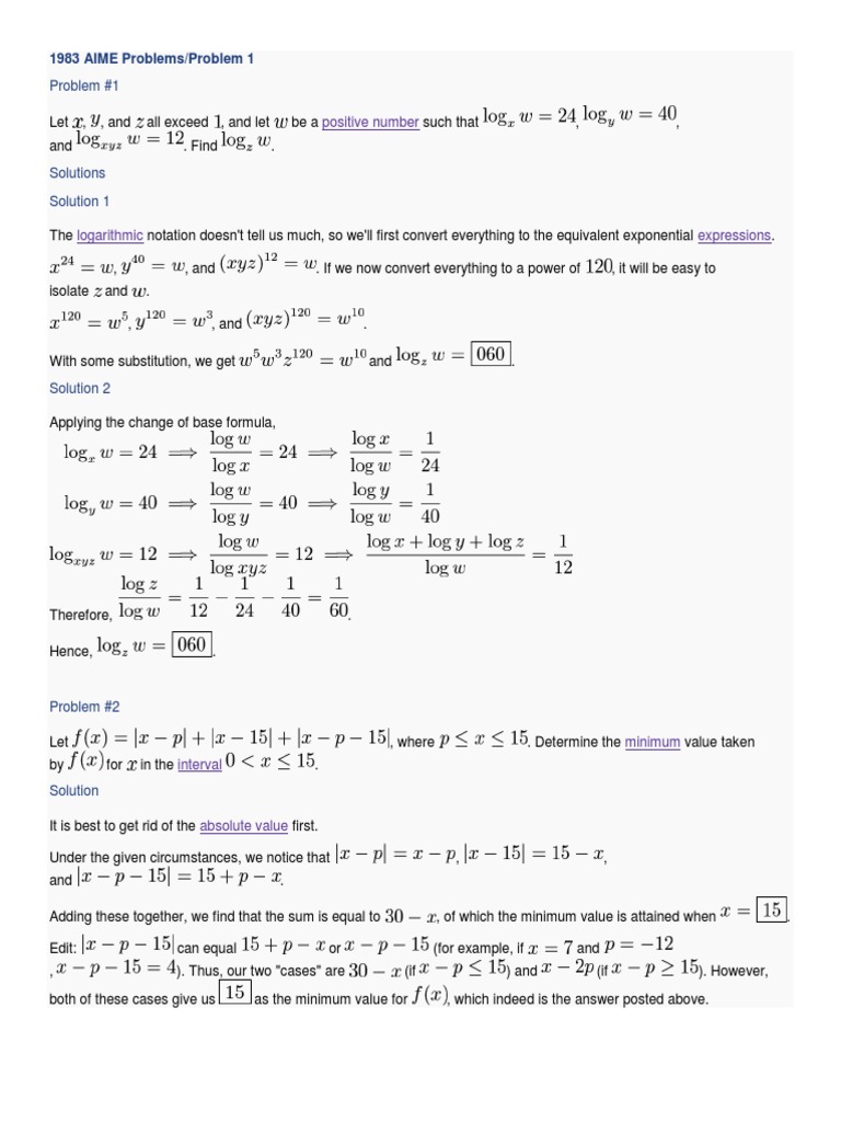 1983 AIME Problems | PDF | Circle | Triangle