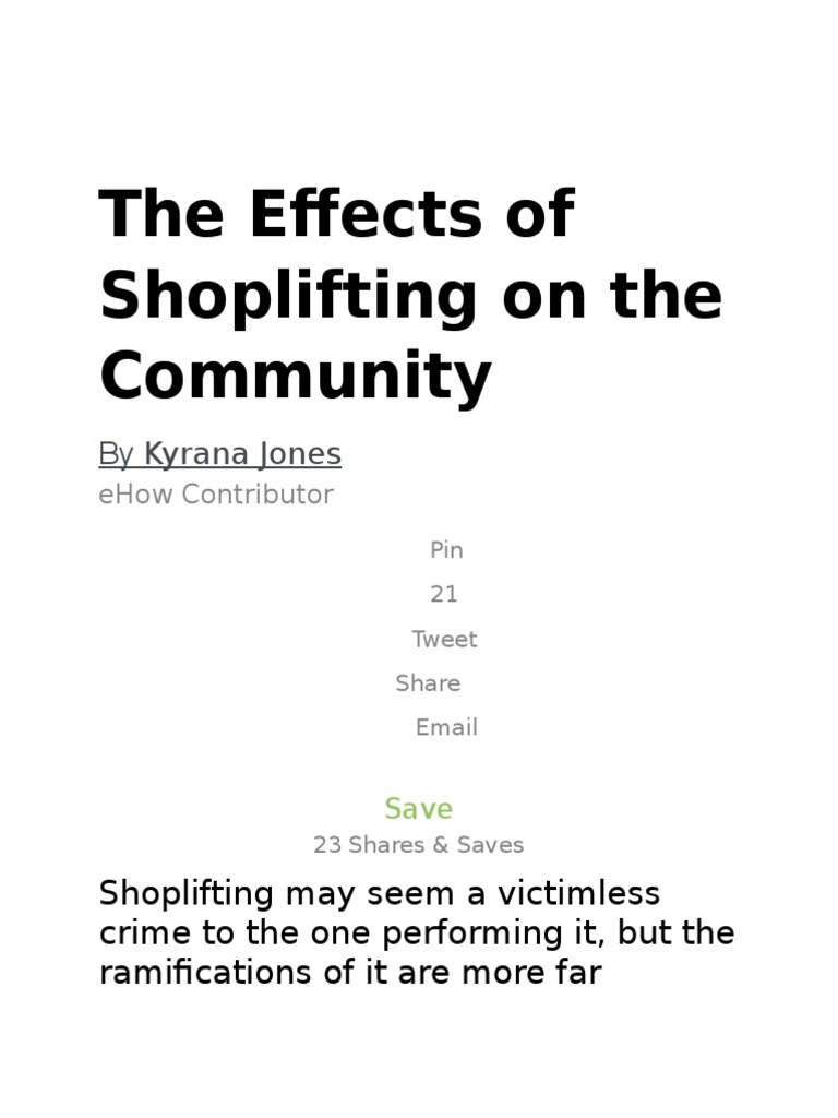 The Effects of Shoplifting On The Community | PDF | Retail | Theft