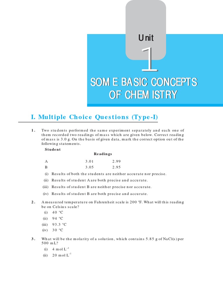 Basic Chemistry Concepts Explained | PDF | Mole (Unit) | Molar ...