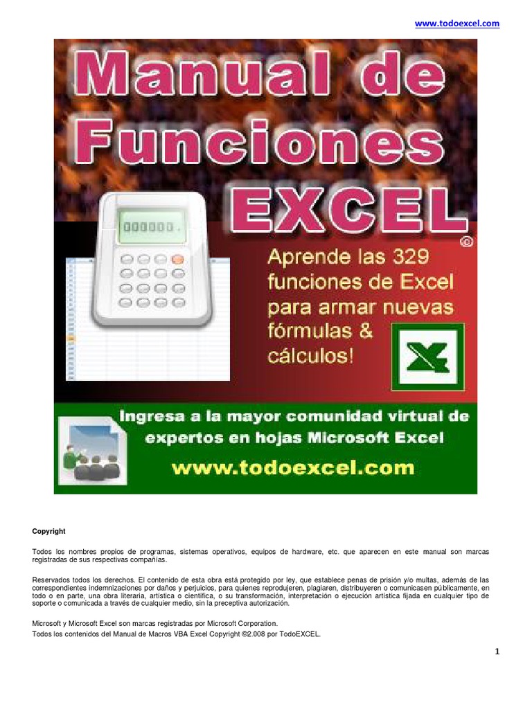 Manual de Funciones Excel PDF | Microsoft Excel | Microsoft
