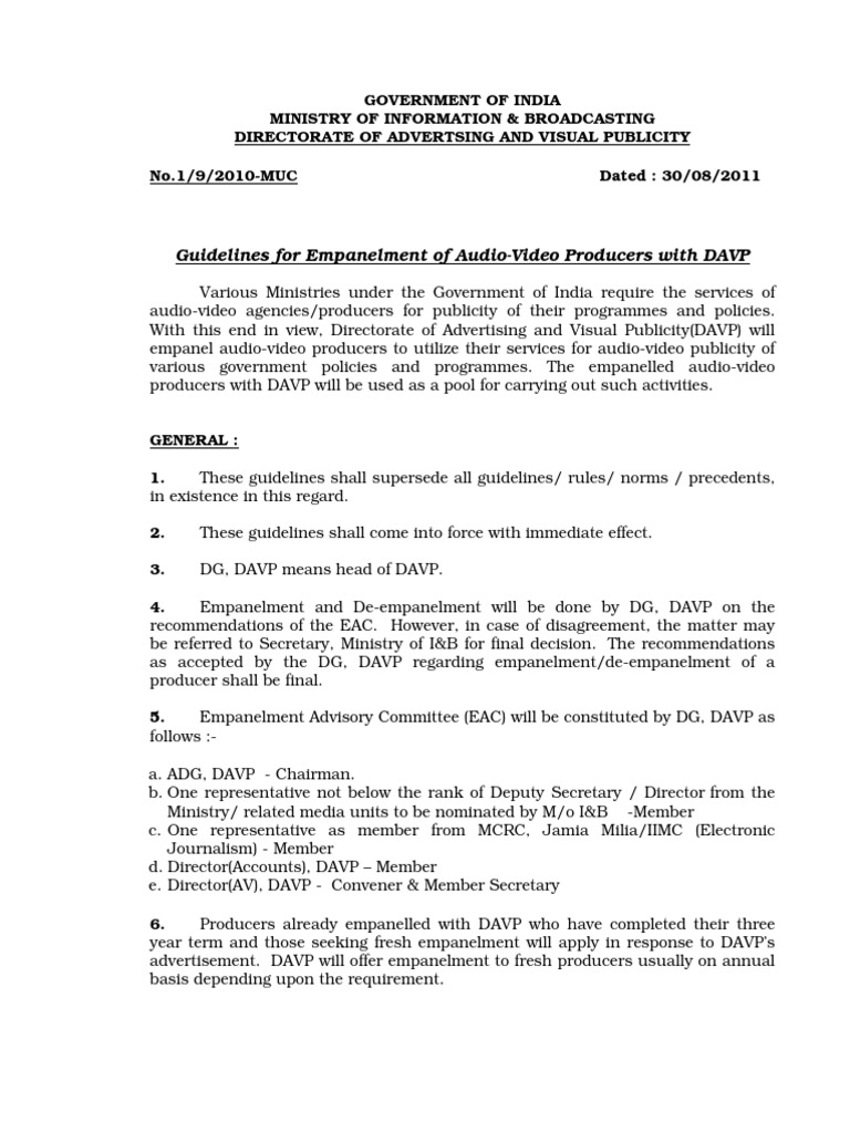 Government Advertising Guidelines in India | PDF | Book Value | Government