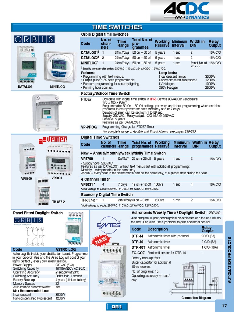 Astronomic Timer Specifications Guide | PDF | Relay | Power Supply