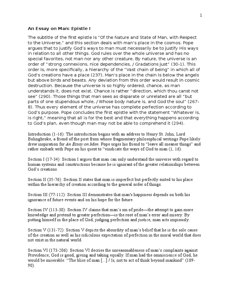 An Essay On Man Epistle I | PDF | God | Reason