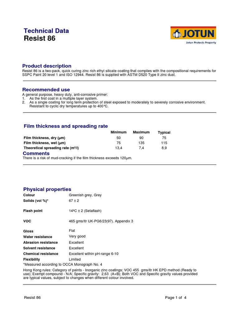 TDS - Resist 86 | PDF