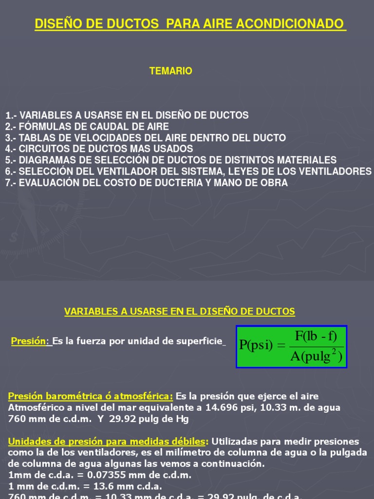 Diseño Y Cálculo De Ductos A A Pdf Ventilador Mecánico Presión