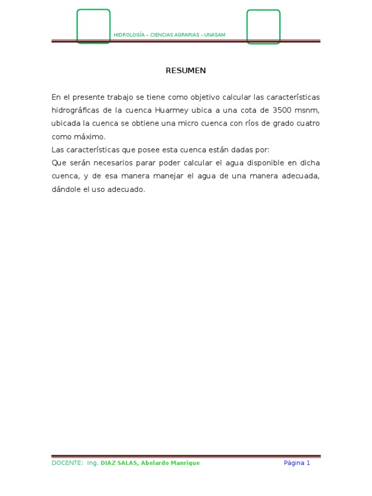 Características hidrográficas de la cuenca Huarmey | PDF | Hidrología | Cuenca de drenaje