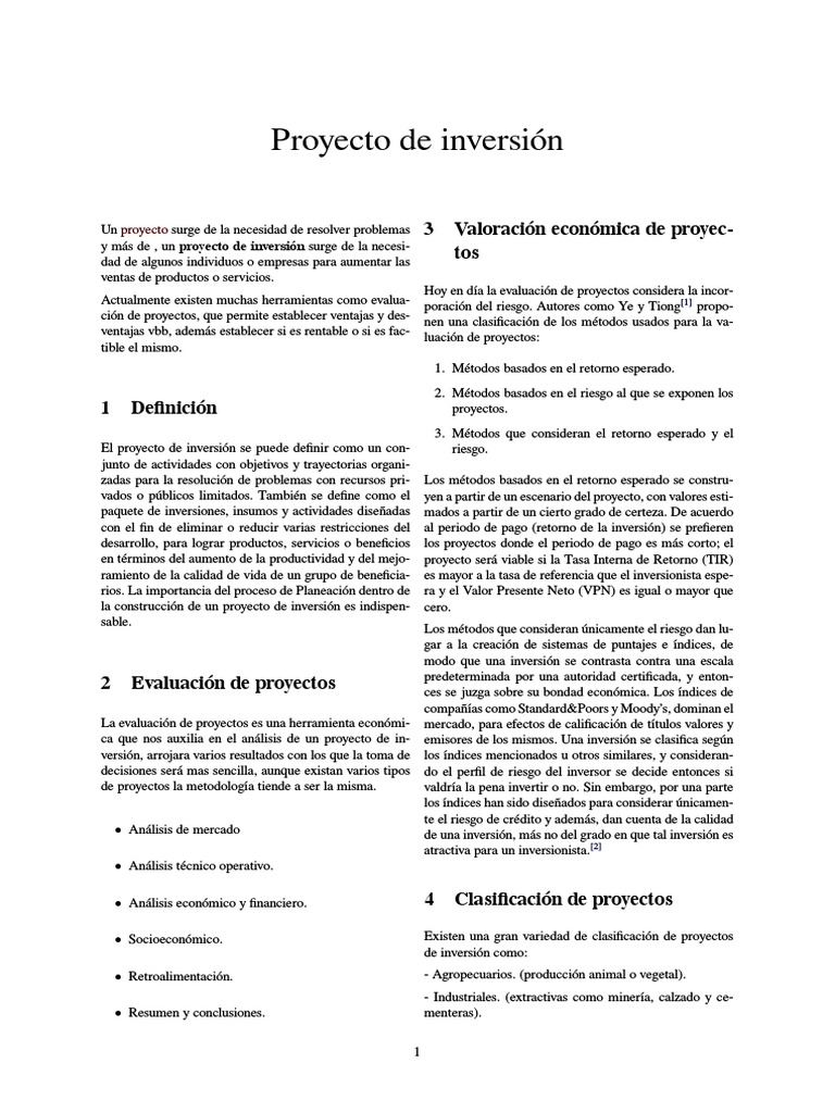 Proyecto de Inversión | PDF | Inversiones | Licencia Creative Commons