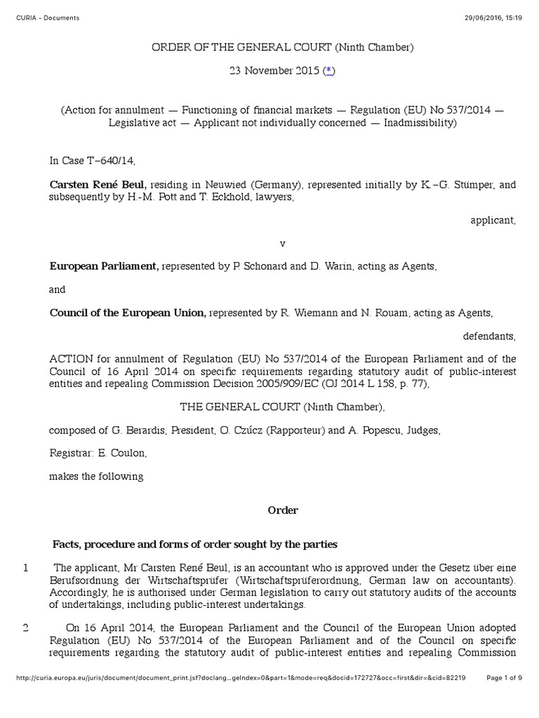 29/06/2016, 15:19 CURIA - Documents | PDF | European Court Of Justice | European Union
