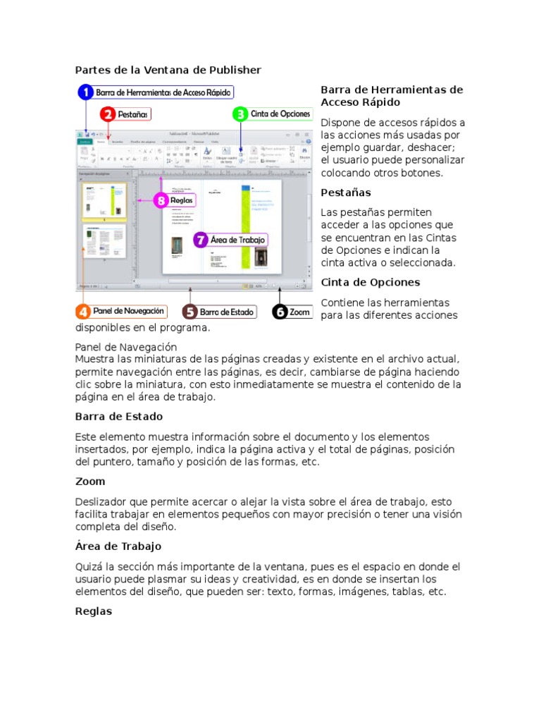 Partes de la Ventana de Publisher.docx | Microsoft Windows | Microsoft