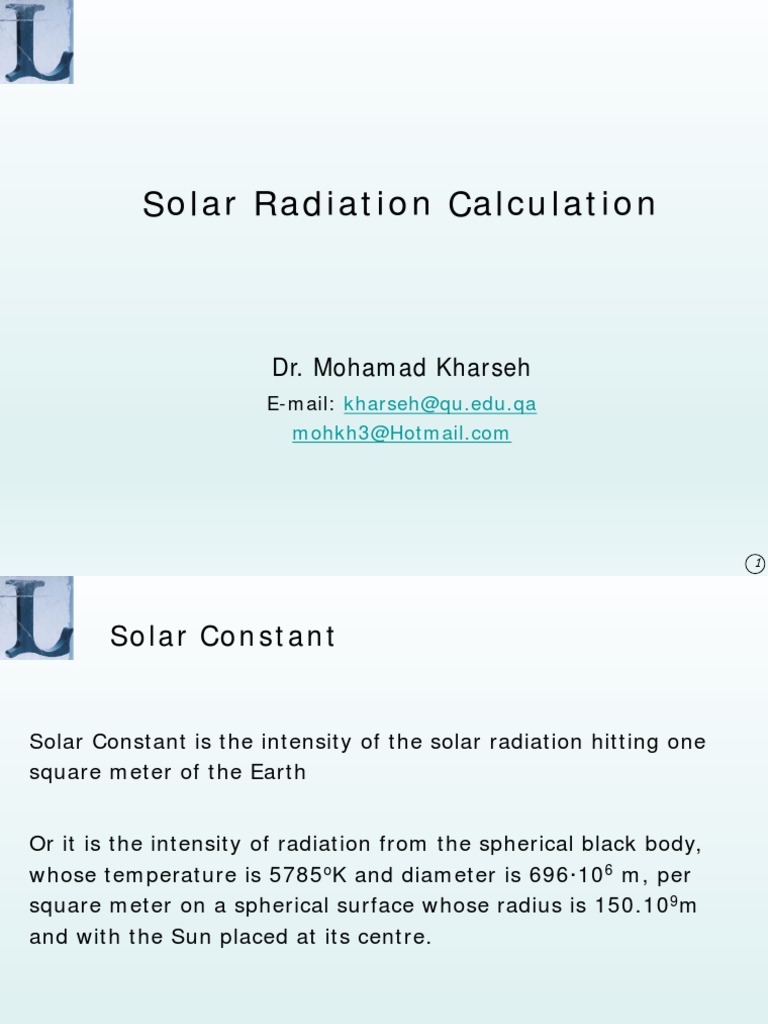Solar Radiation Calculation | PDF | Atmosphere | Longitude