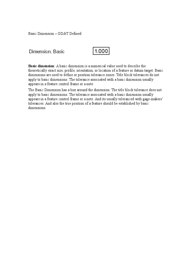 Basic Dimension: A Basic Dimension Is A Numerical Value Used To ...