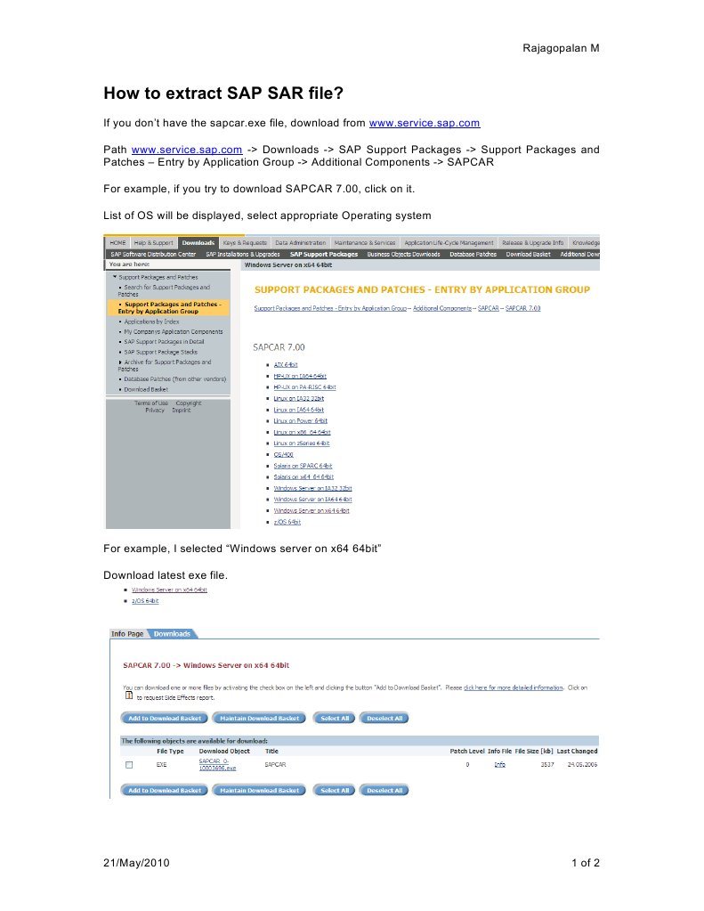 SAP SAR File Extraction Guide | PDF | Computers