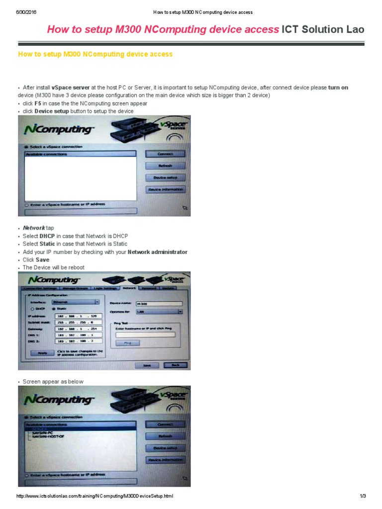 How To Setup M300 NComputing Device Access | PDF