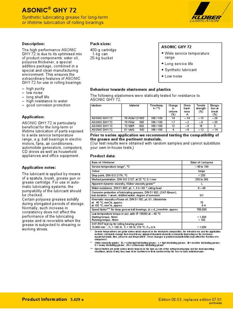Grasa Kluber Asonic Ghy 72 | PDF | Firefighting | Personal Protective ...