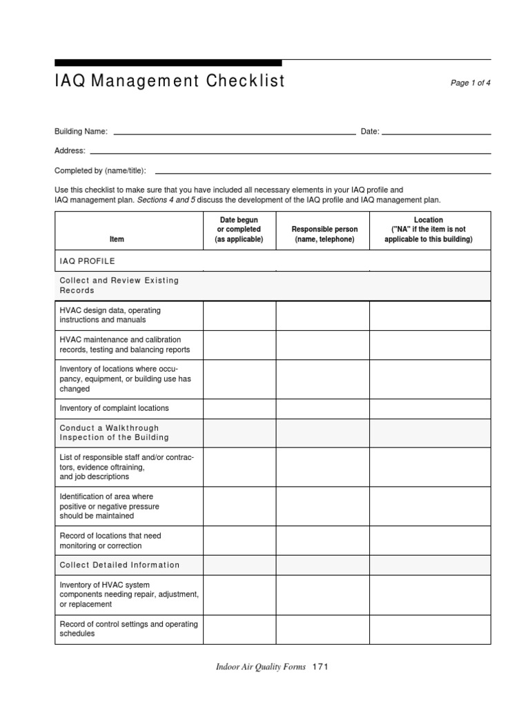 IAQ Management Checklist.pdf | Hvac | Ventilation (Architecture)