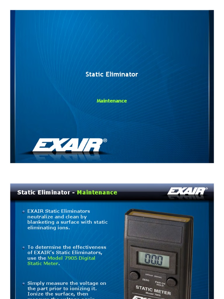 Exair - Static Eliminator Cleaning Training Presentation | PDF