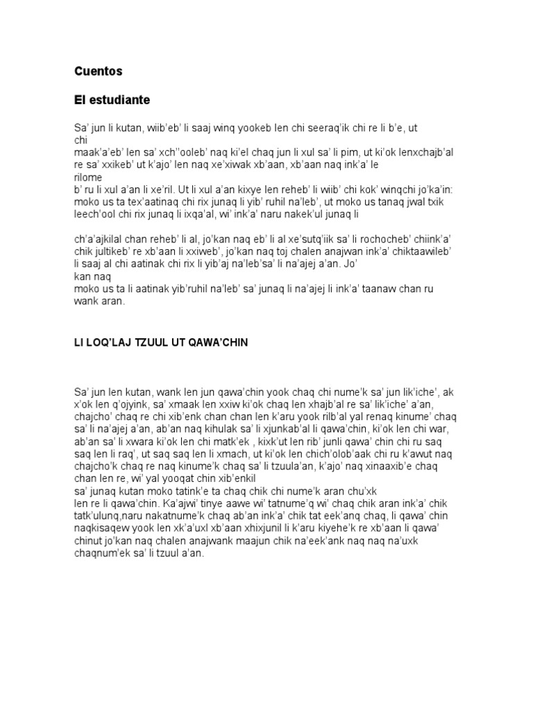Cuentos en Queqchi | PDF