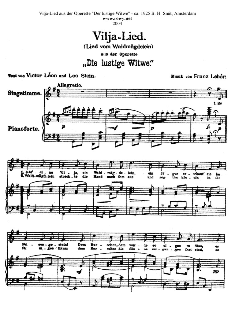 Lehar - Vilja Lied (Voice, Piano) | PDF