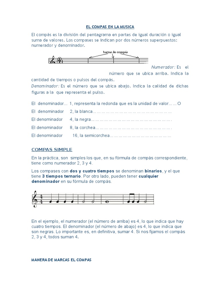 El Compás Musical: Definición y Tipos | PDF | Poética | Composiciones ...