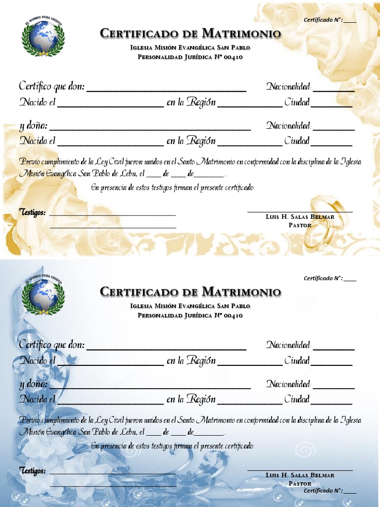 Certificado de Matrimonio Eclesiástico | PDF