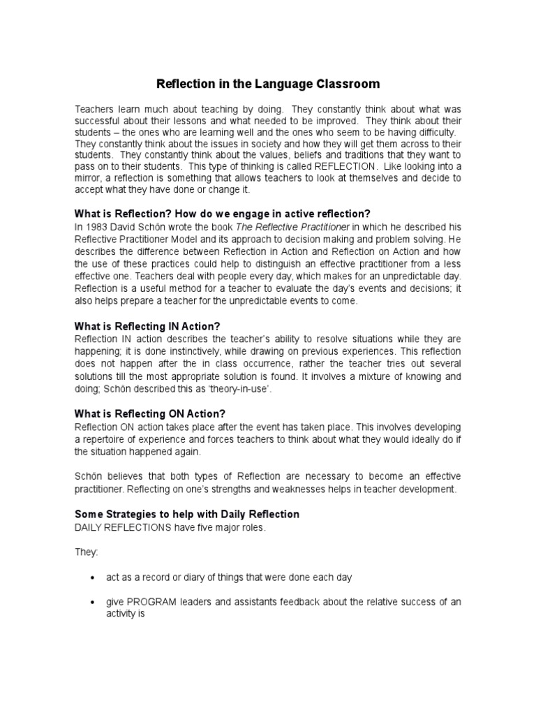 Reflective Teaching for Educators | PDF | Metacognition | Teachers