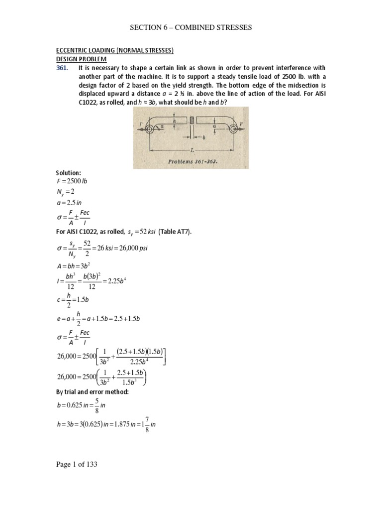 Section 6 - Combined Stresses PDF | PDF | Strength Of Materials ...