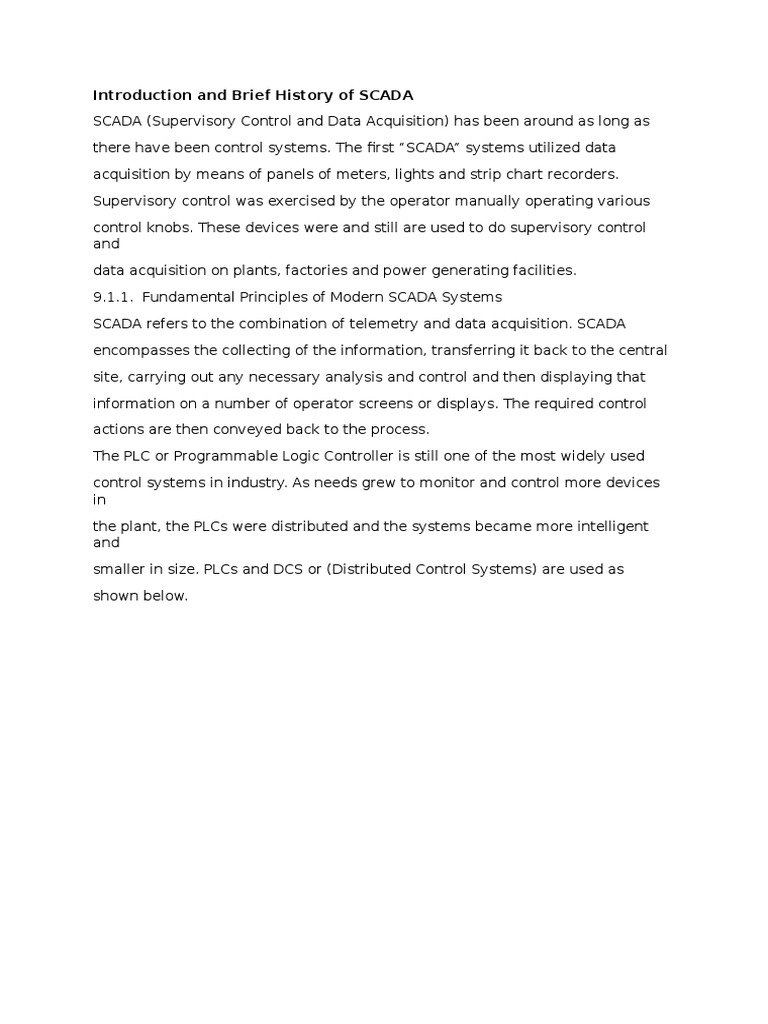 Introduction and Brief History of SCADA | PDF | Scada | Programmable ...