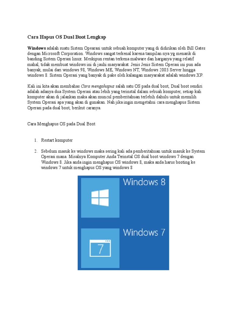 Cara Hapus OS Dual Boot Lengkap | PDF